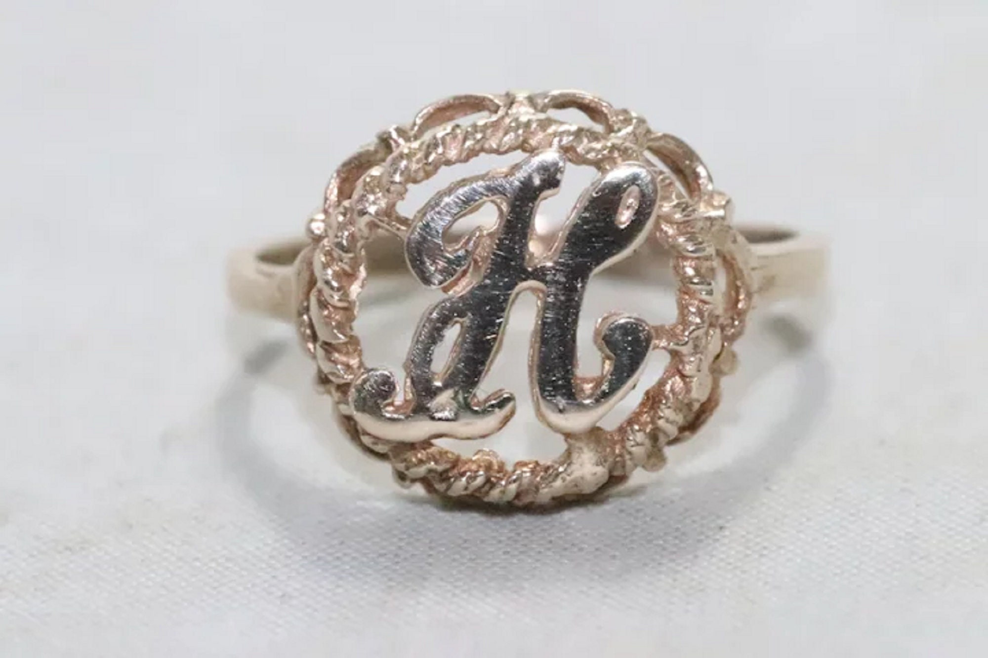 10K Yellow Gold Rope K Initial Ring - Etsy
