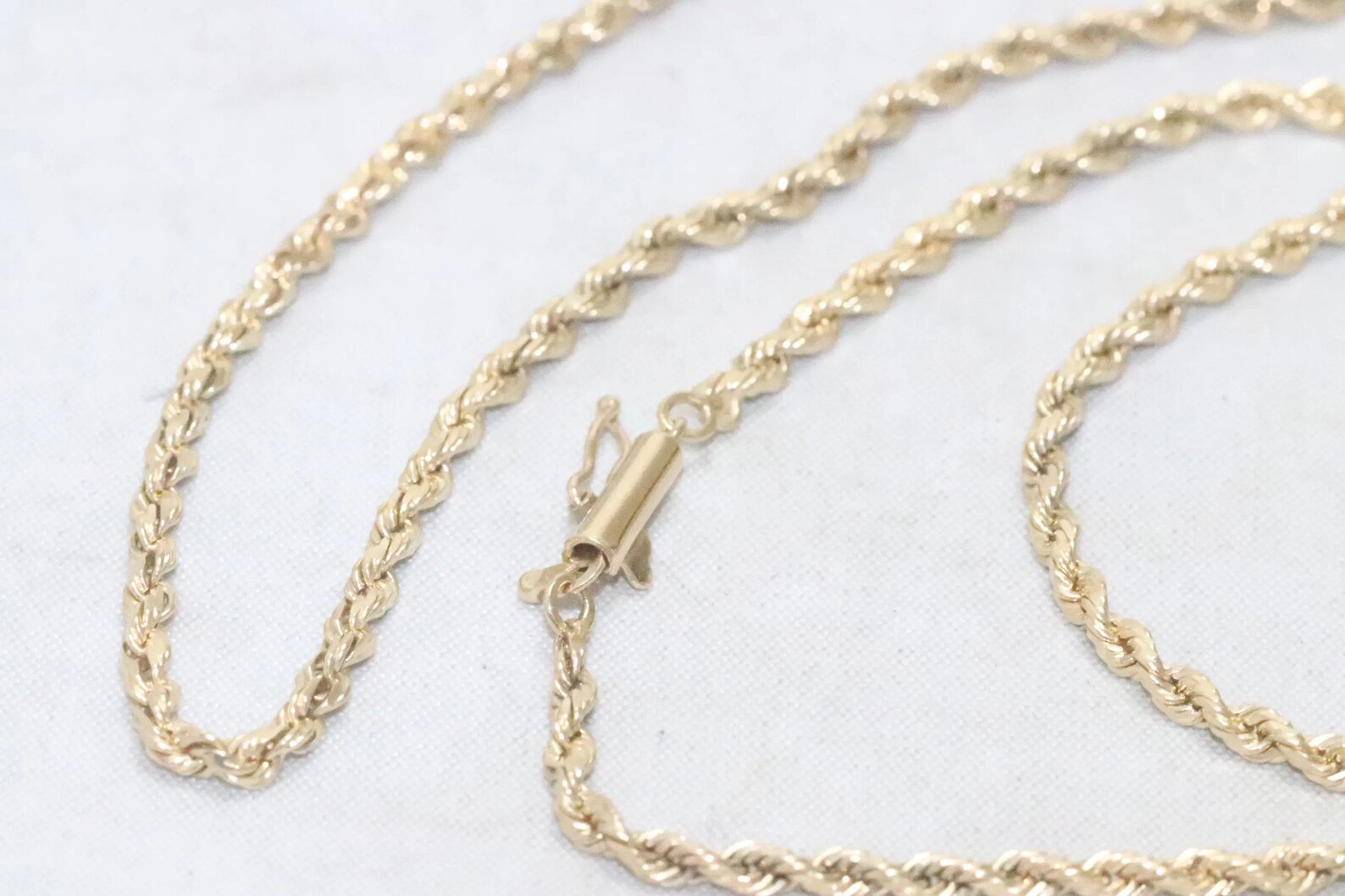 14KT Yellow Gold Rope Chain Necklace - Etsy