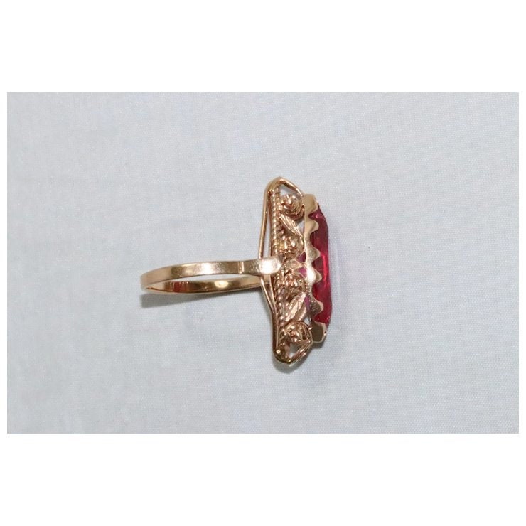 14 KT Rose Gold Russian Ruby Floral Ring - Etsy