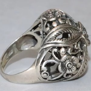 Sterling Silver Filigree Floral Leaf Ring - Etsy