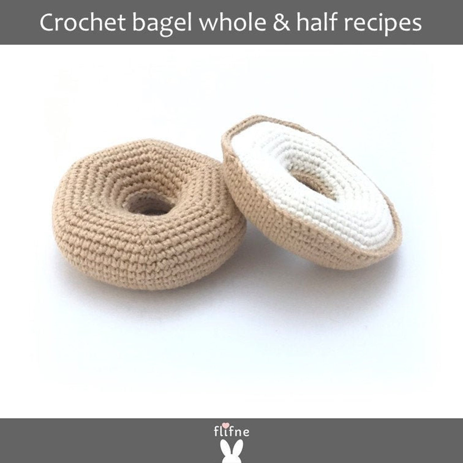Crochet bagel whole & half recipe amigurumi food pattern | Etsy