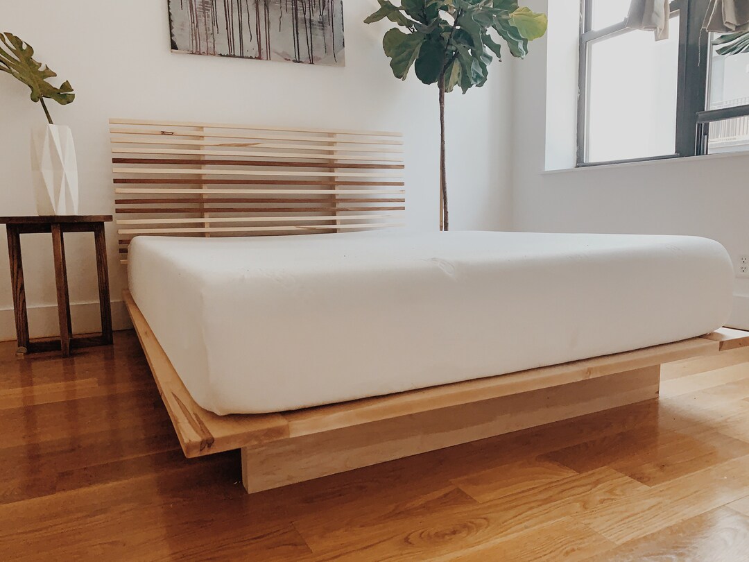 Mid Century Modern Solid Wood Platform Bed customizable - Etsy Canada