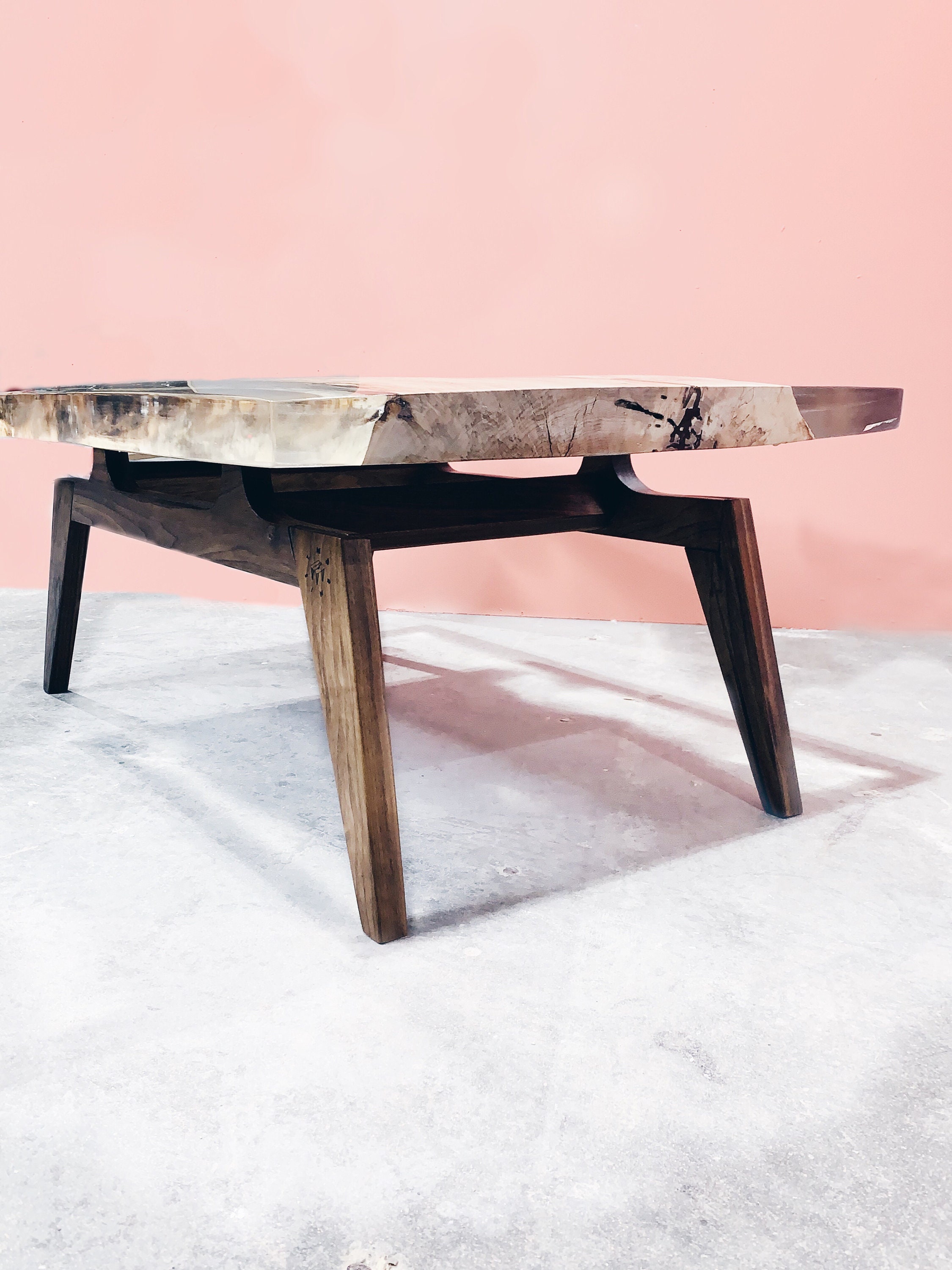 Modern Live Edge Slab Epoxy Coffee Table - Etsy