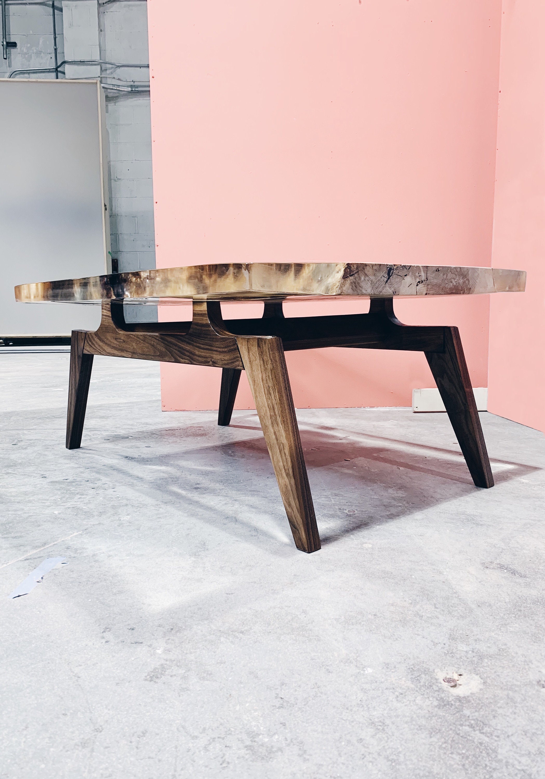 Modern Live Edge Slab Epoxy Coffee Table - Etsy