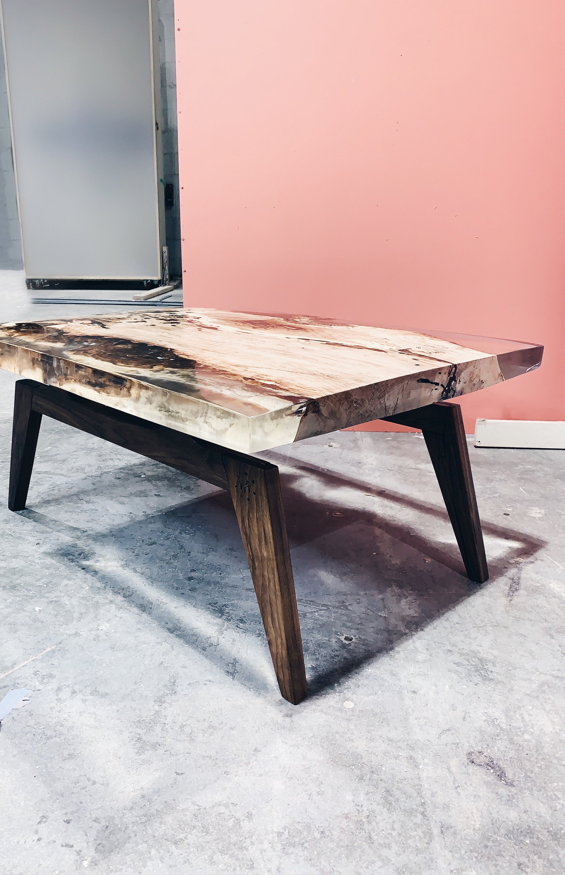 Modern Live Edge Slab Epoxy Coffee Table - Etsy