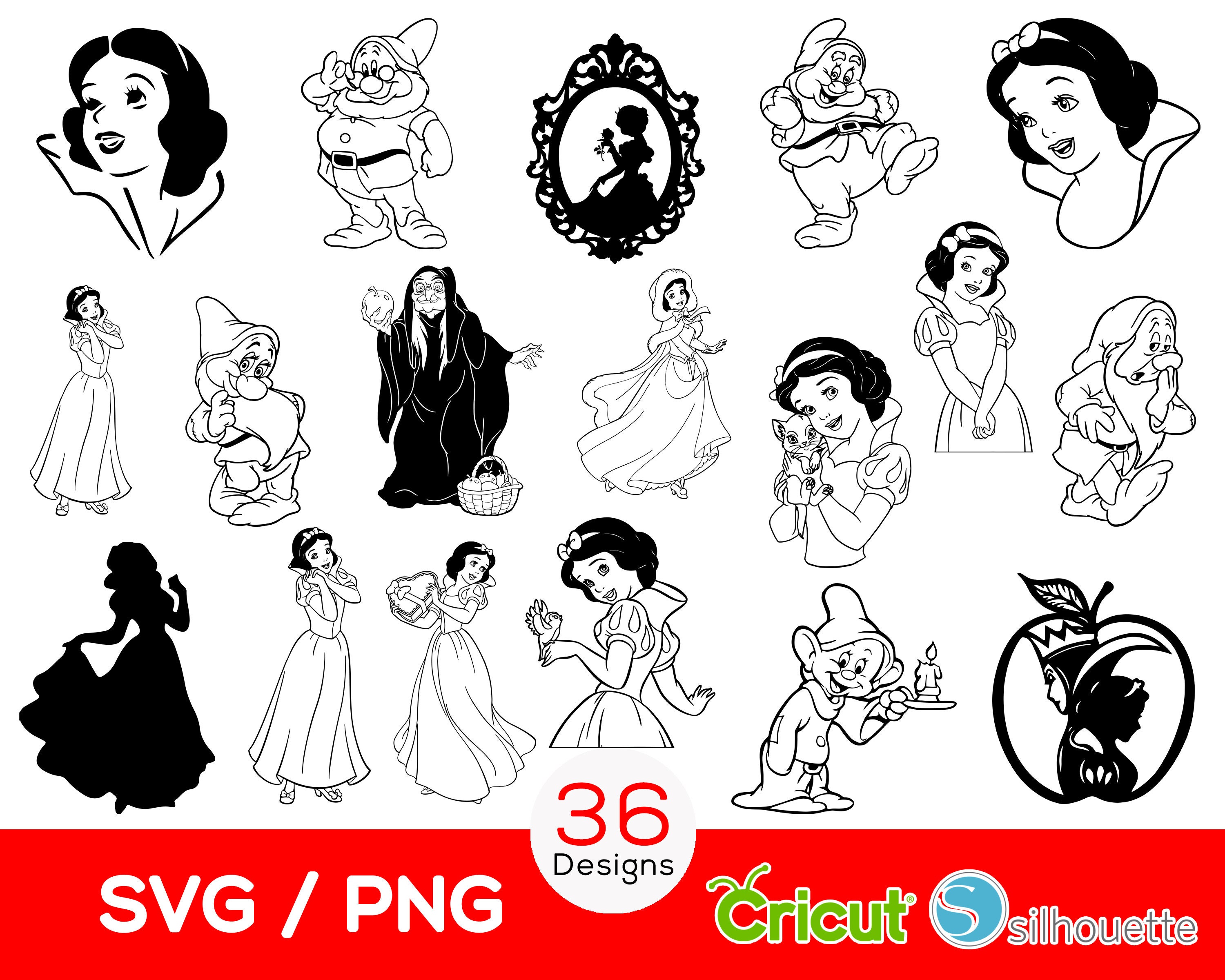 Snow White Silhouette Printable