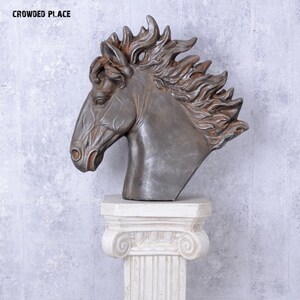 Horse Head Greek Statue Sculpture, Horse Head Figurine, Gray Horse ...