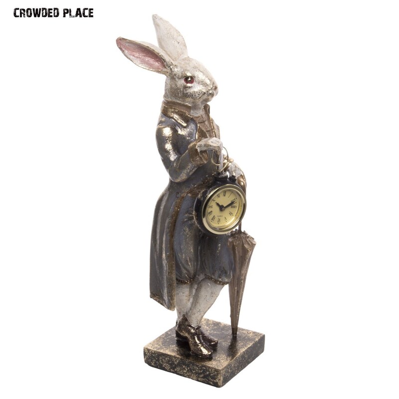 Rabbit With Clock Figurine - Etsy