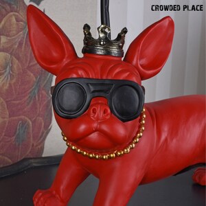 Red Bulldog Lamp, French Bulldog Statue Lamp, Modern Lamp Art Decor ...