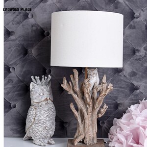 Rustic Lamp With Owl Figure on a Tree, Bird Lamp, Exclusive Table Lamp ...
