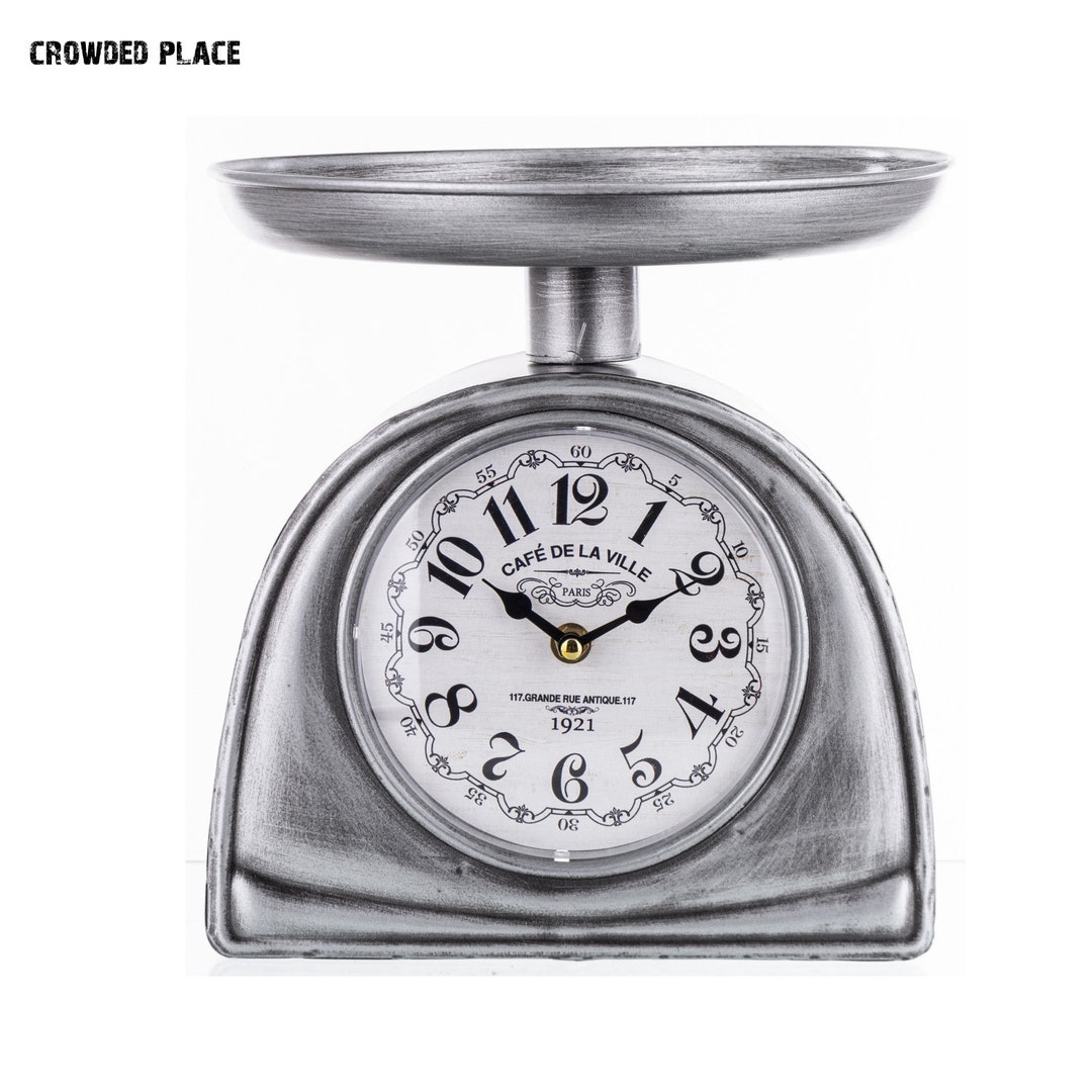 Silver Retro Kitchen Scale Clock: Rustic Tabletop Decor - Etsy