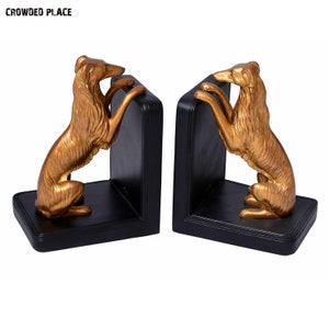 Pair of Gold Dogs Bookends, Dog Figurines, Bookends for Shelves Heavy ...