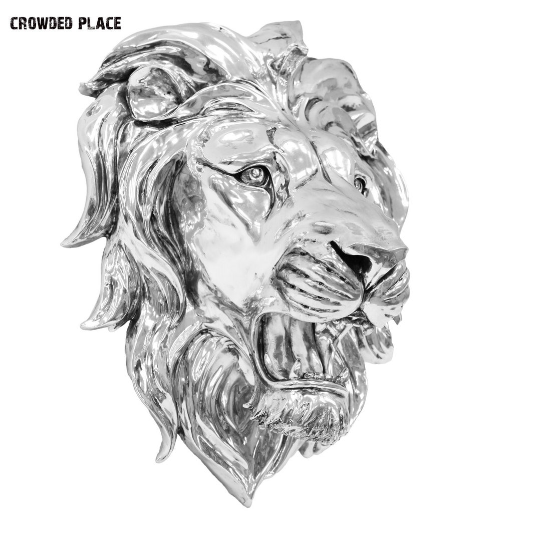 Large Lion Head - Wall Mounted, Animal Sculpture, Lion Head Wall Decor ...