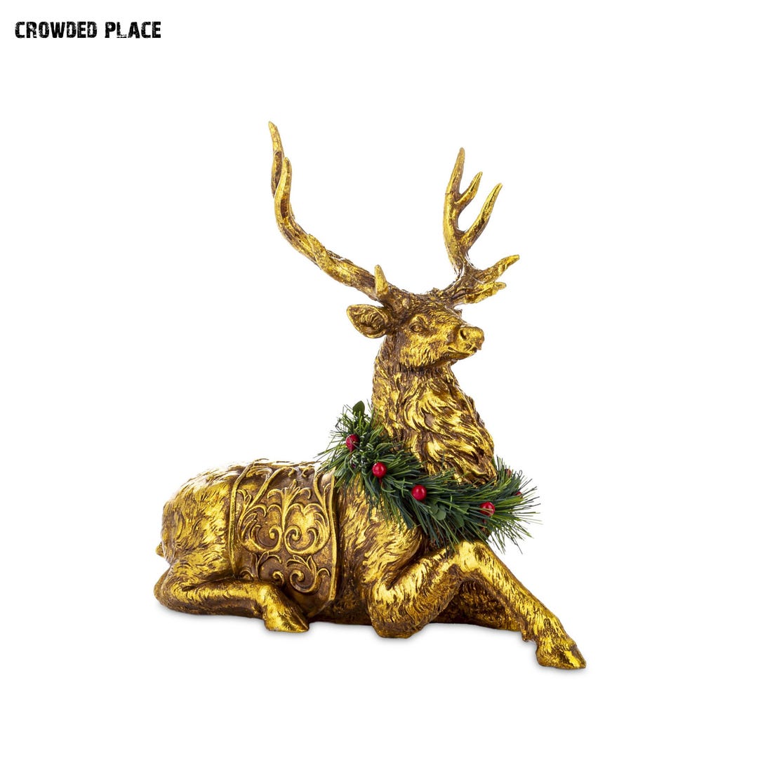 Gold Deer Sculpture, Golden Deer Statue, Home Decor Deer, Deer Deco ...