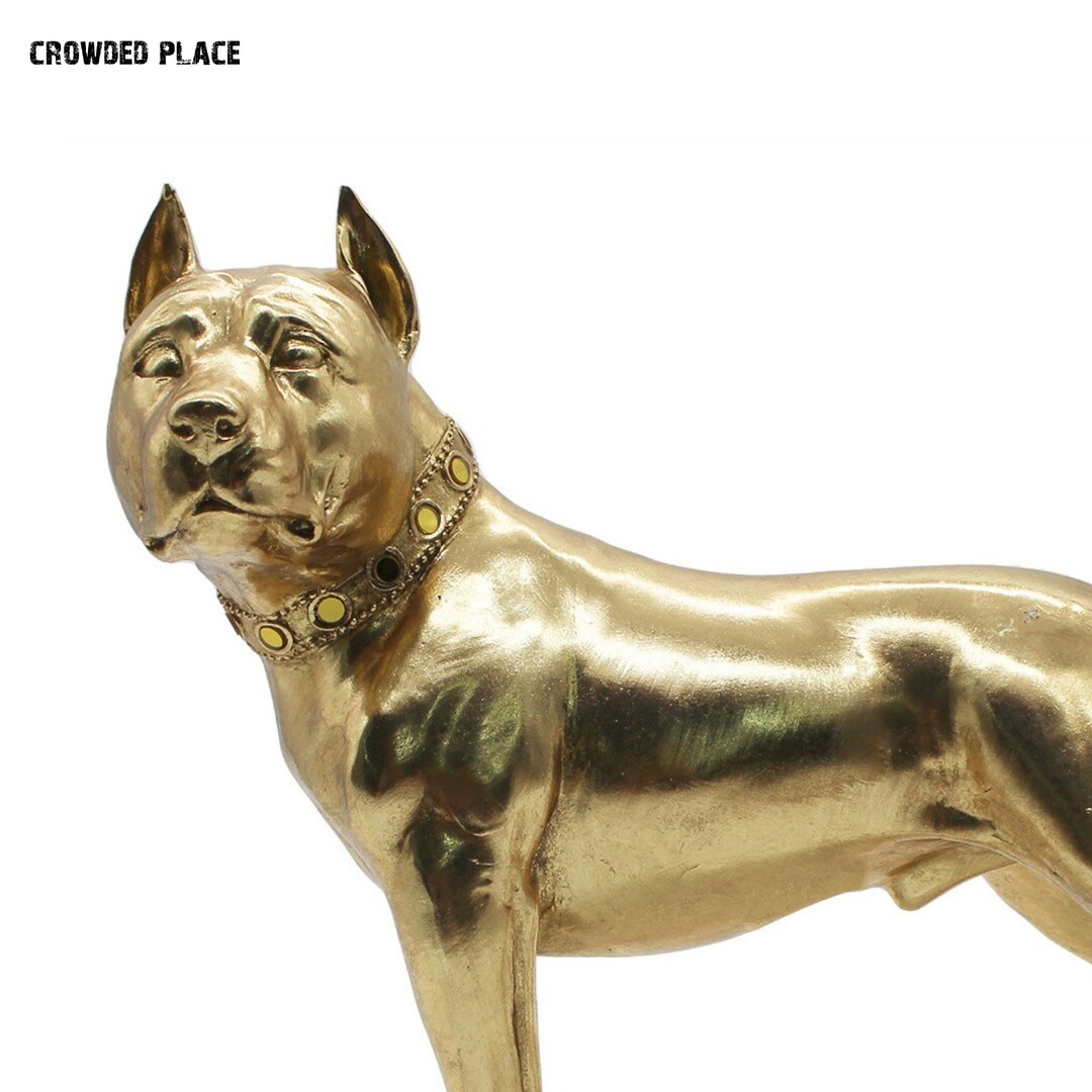 Pitbull Dog Decor, Gold Dog Statue, Pitbull Dog Sculpture, Pitbull ...