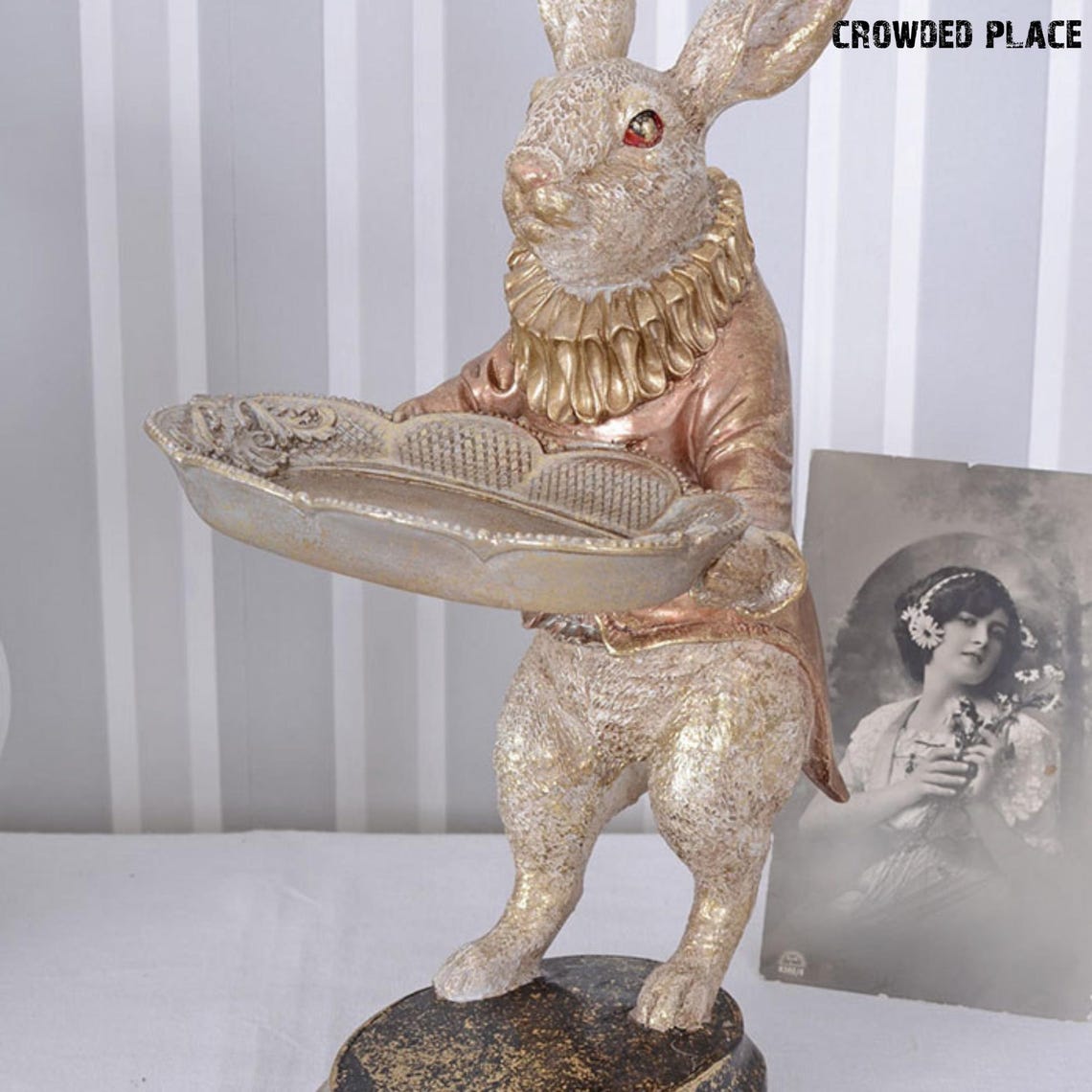 Victorian Rabbit Butler Statue: Whimsical Home Decor Tray - Etsy