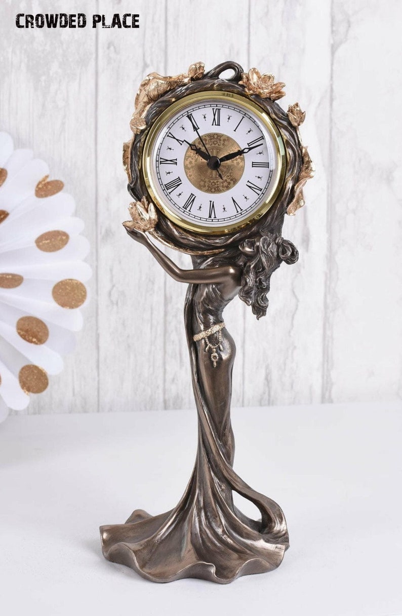 Art Nouveau Nymph Mantel Clock: Ceramic-alabaster Fireplace Statue - Etsy