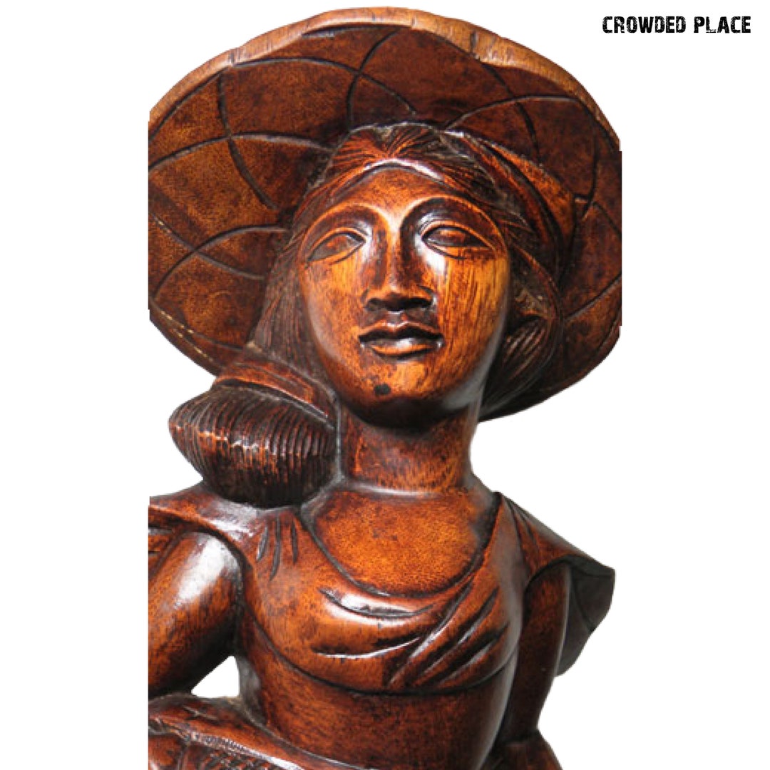 Handmade Wooden Woman Sculpture 23", Handcrafted Wooden Statue, Wood ...