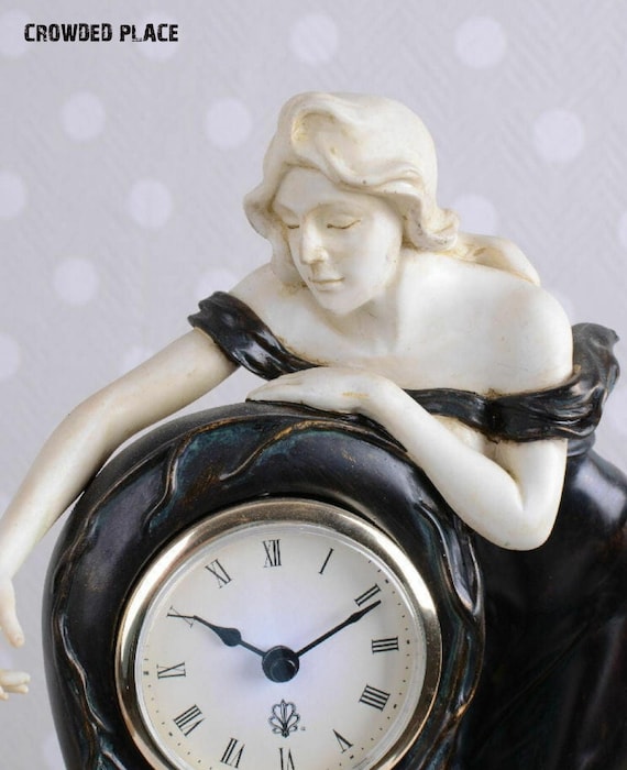 Black Mantel Clock With Woman Figure Vintage Desktop Clock | Etsy