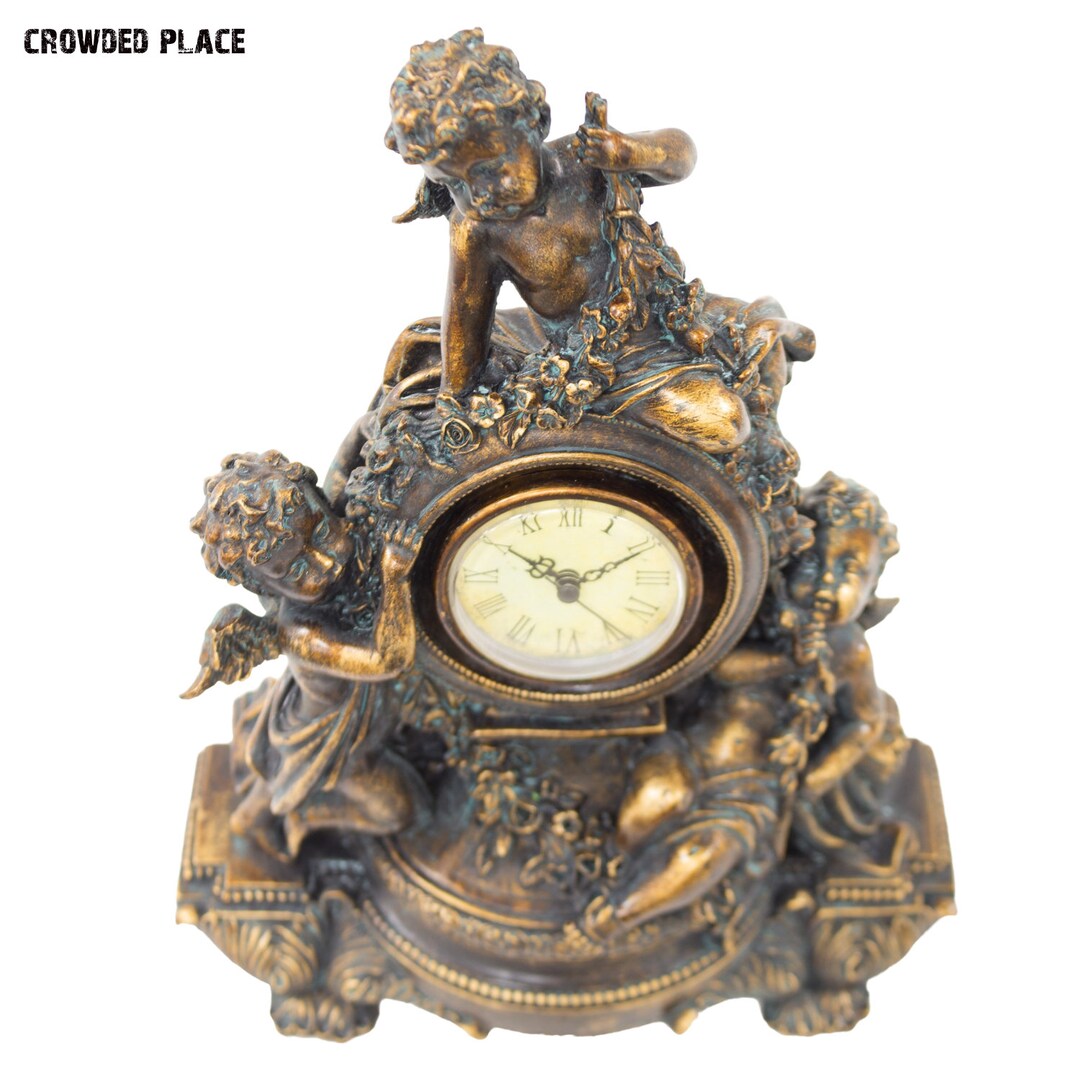 Cherub Mantle Clock, Resin Neo-baroque Clock With Cupids, Polyresin ...