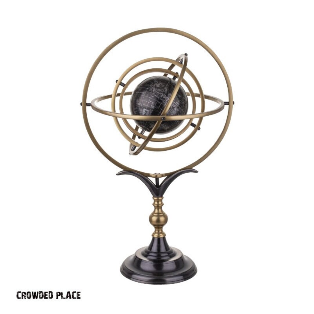 Big Metal Armillary Sphere Table Decor, Gold and Black Nautical ...
