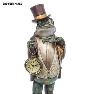 Frog Figurine With Clock 18 Green Frog Sculpture With - Etsy