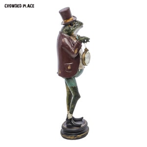 Frog Figurine With Clock 18", Green Frog Sculpture With Quartz ...