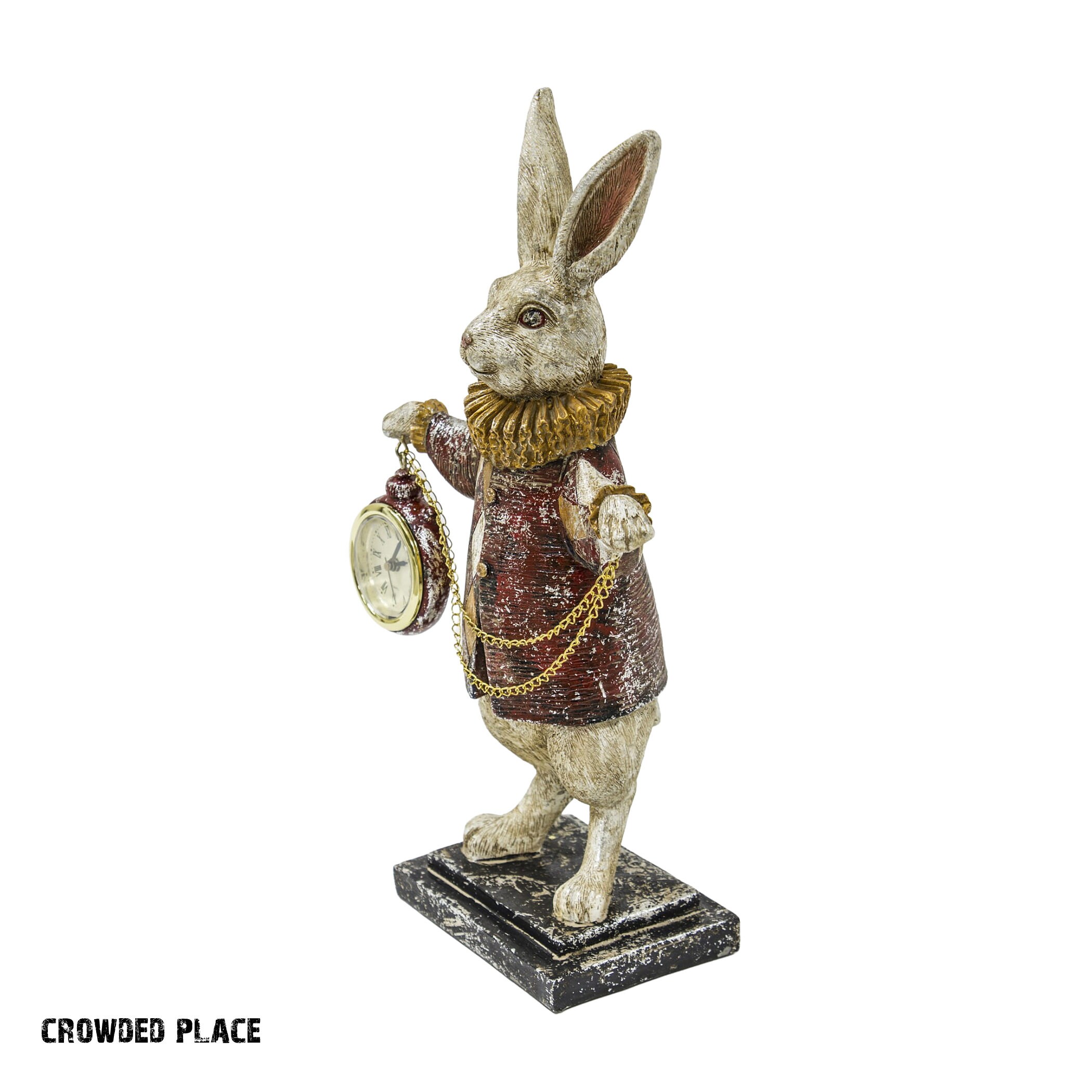 White Rabbit Clock Figurine, Alice in Wonderland Decor, Vintage Resin ...