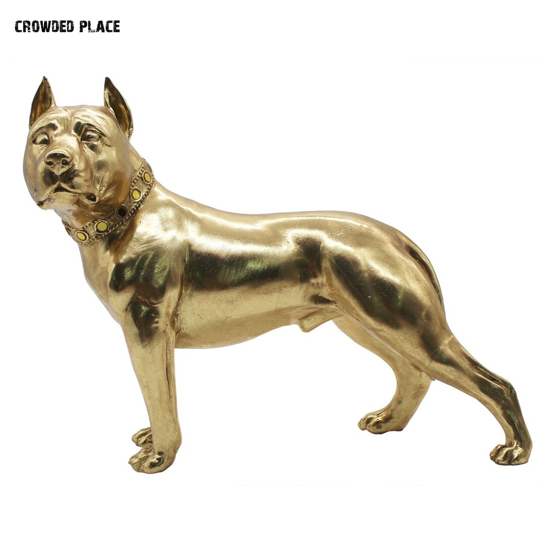Pitbull Dog Decor, Gold Dog Statue, Pitbull Dog Sculpture, Pitbull ...