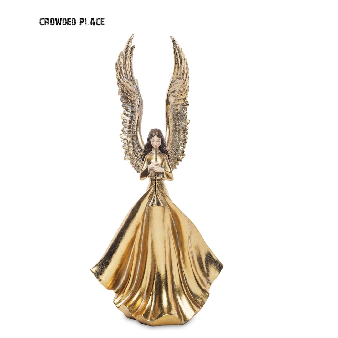 Angel With Trumpet Statue, Angel Playing the Trumpet, Gold Angel Statue ...