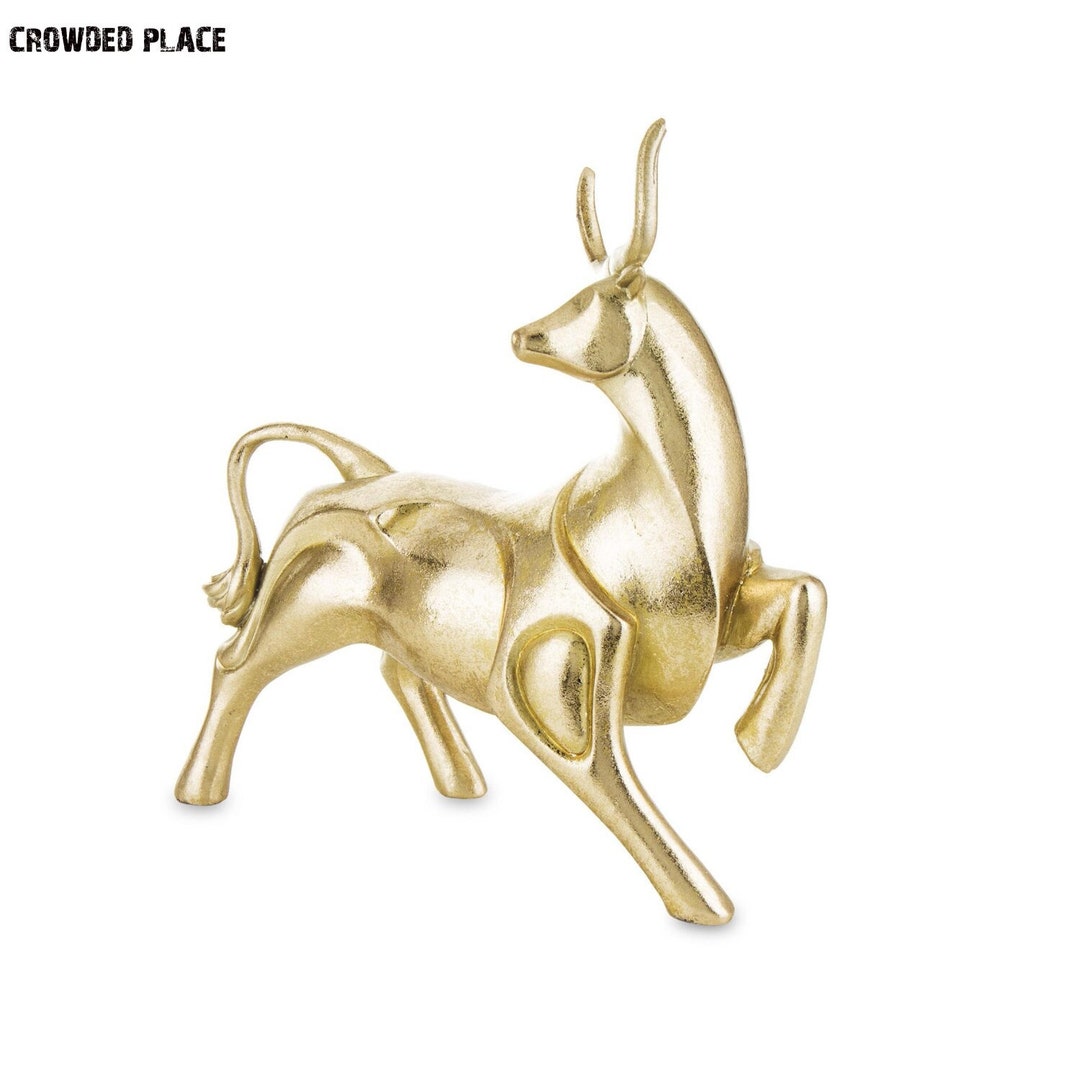 Taurus Zodiac Statue, Golden Bull Resin Sculpture, Bull Office Desk ...