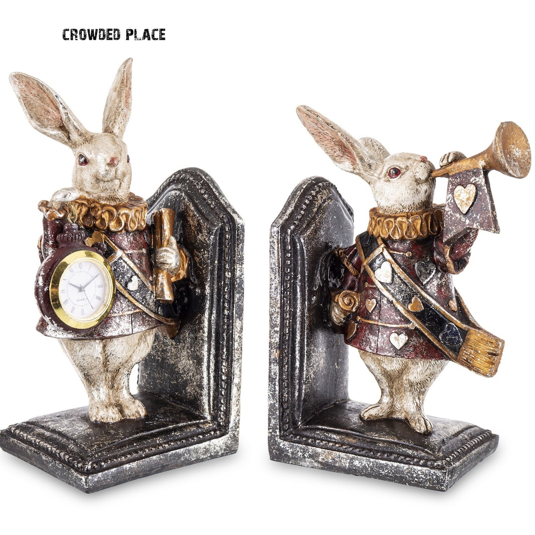 Bookends With Two Bunnies From Alice in Wonderland, Bunny Bookends With ...