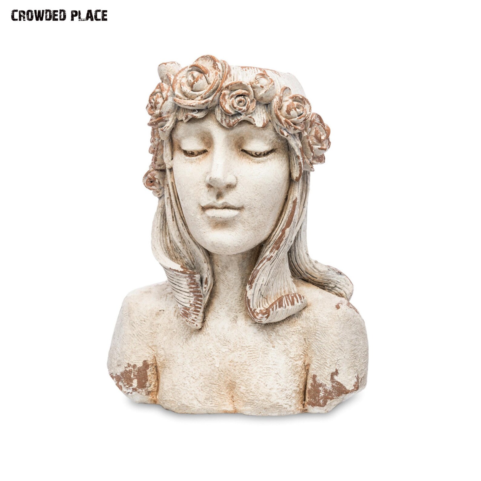 Lady Head Planter: Polystone Woman Sculpture, Garden Decor (18.5" Tall ...