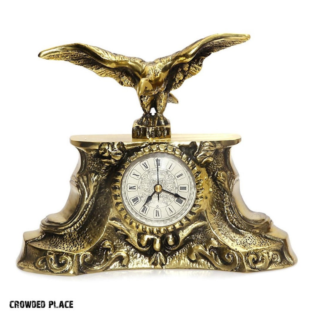 Brass Mantel Clock With Eagle, Desk Clock, Vintage Clock Home Decor ...