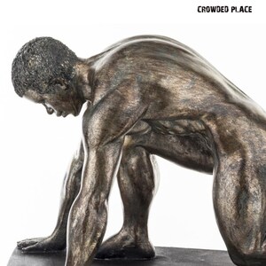 13" Black Gold Athlete Sprinter, Sculpture Runner, Marathon Running ...