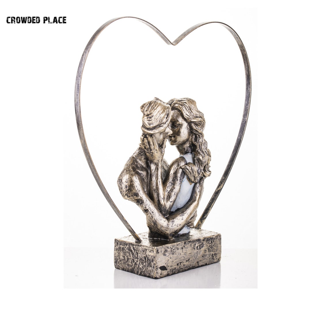 A Figurine of a Couple in Love Enclosed in a Heart, Romantic Figure ...