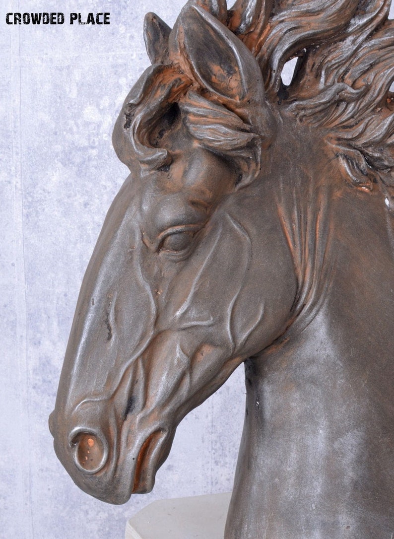Gray Horse Head Sculpture: Antique Style Home Decor (22.44" Inch) - Etsy