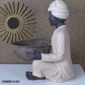 Black Man With Basket, Colonial Statues, Black Man Figurine, Decorative ...
