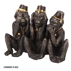 Three Wise Monkeys Statue 7", Animal Figurine, Monkey Sculpture, Monkey ...