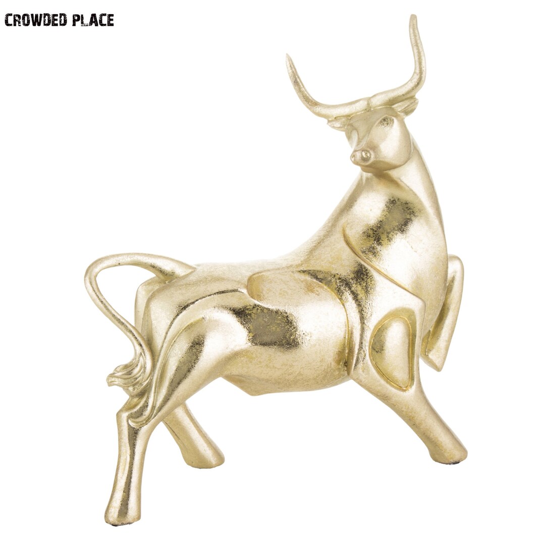 Taurus Zodiac Statue, Golden Bull Resin Sculpture, Bull Office Desk ...
