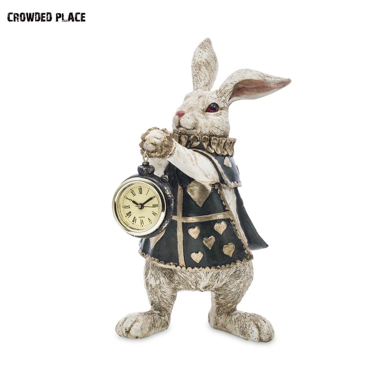 Rabbit With Clock Figurine - Etsy