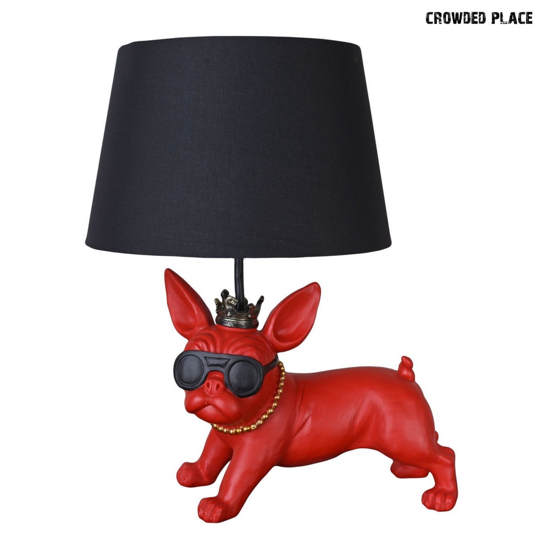 Red Bulldog Lamp, French Bulldog Statue Lamp, Modern Lamp Art Decor ...