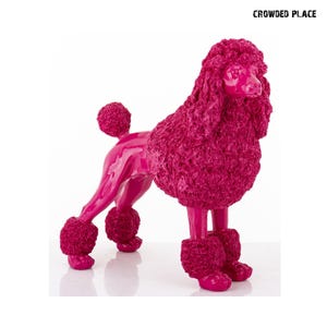 Pink Poodle Figurine, Glossy and Textured Resin Dog Statue, Glamorous ...