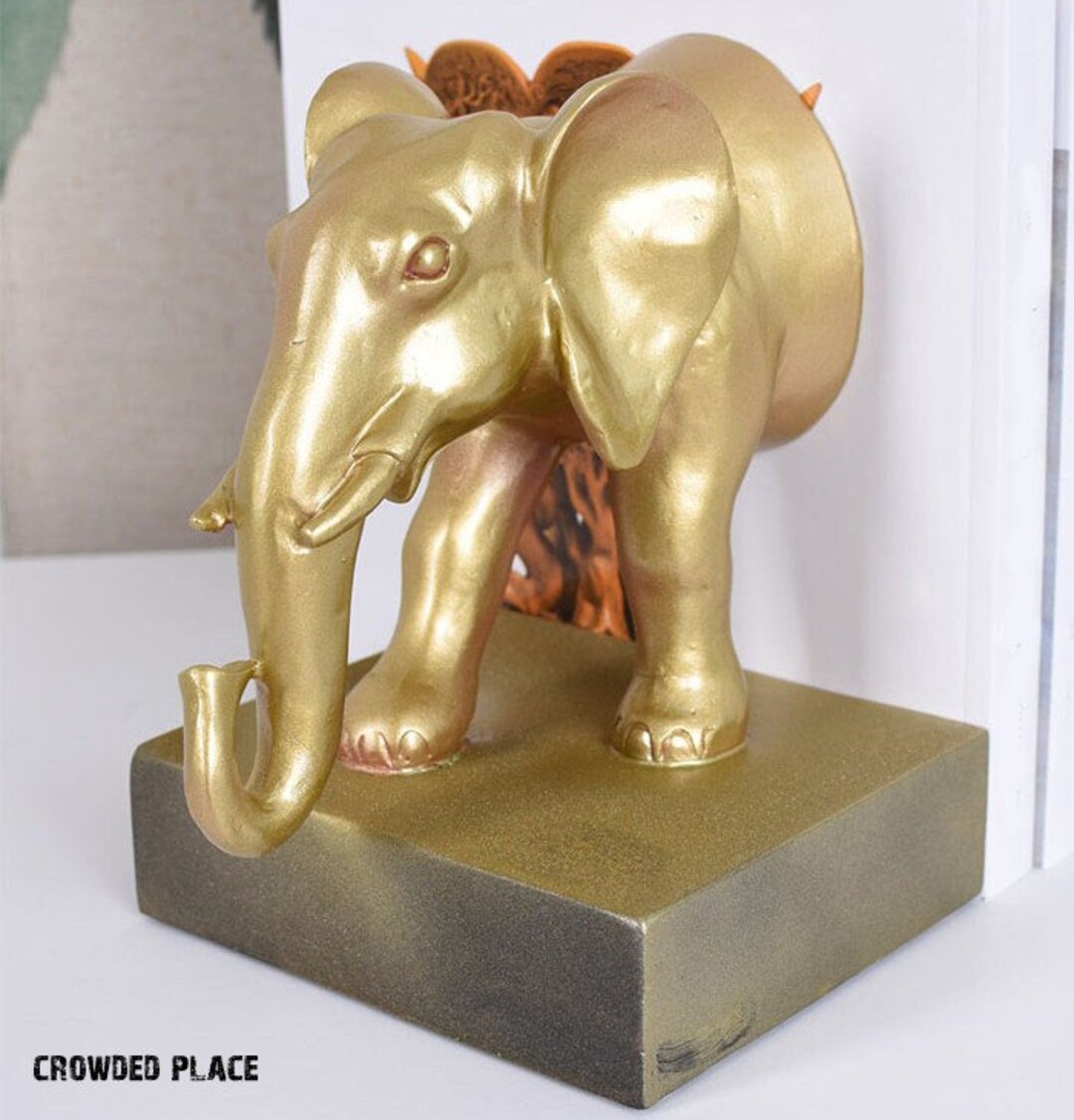Gold Elephant Bookends, Modern Bookends, Elephant Figure Bookend, Book ...