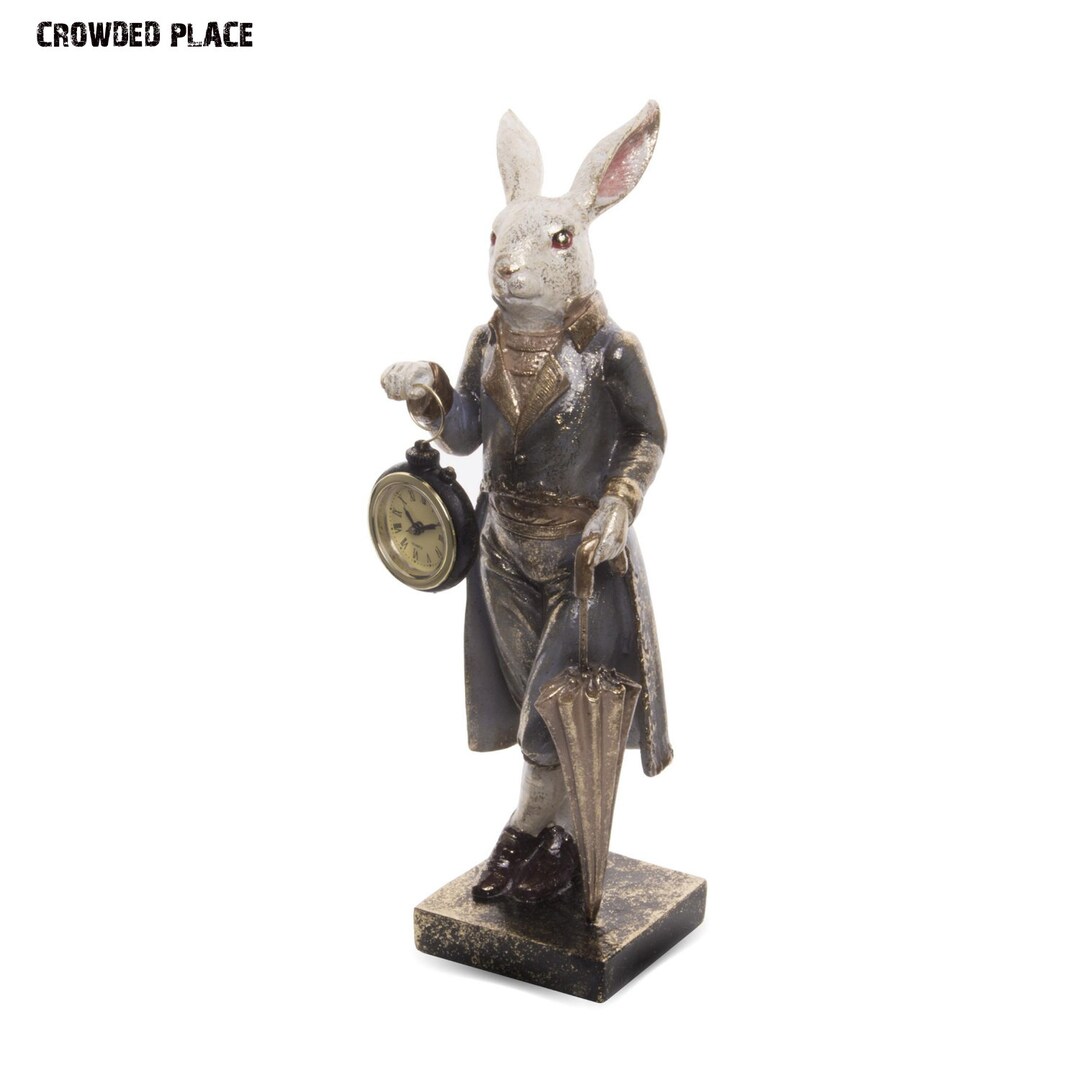 Rabbit Figurine With Clock 13, Alice in Wonderland, Rabbit Clock ...