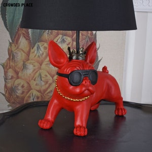 Red Bulldog Lamp, French Bulldog Statue Lamp, Modern Lamp Art Decor ...