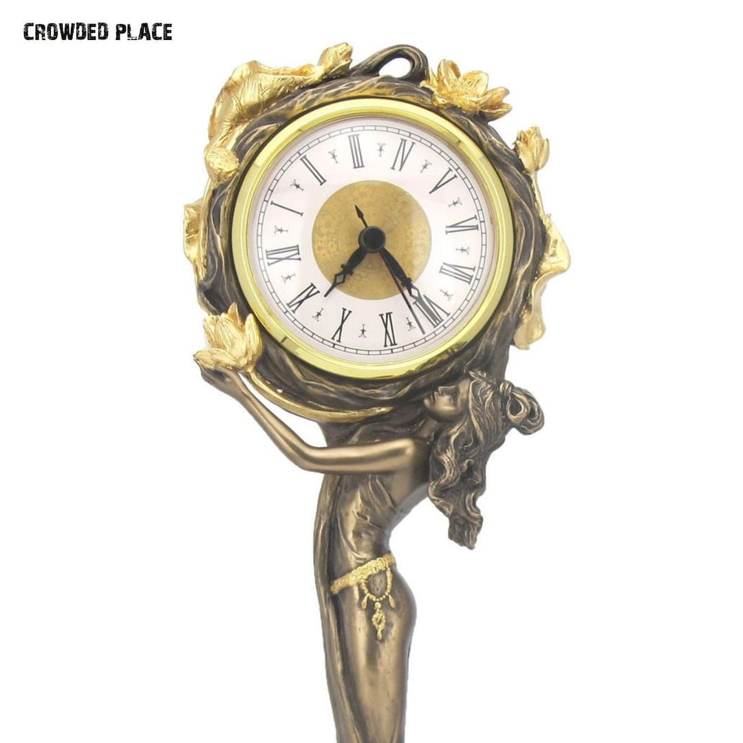 Ceramic-alabaster Mantel Clock With Lady, Quartz Fireplace Clock With ...