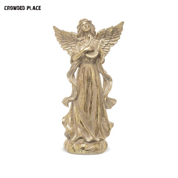 Angel With Harp Statue Angel Playing Harp Gold Angel Statue - Etsy