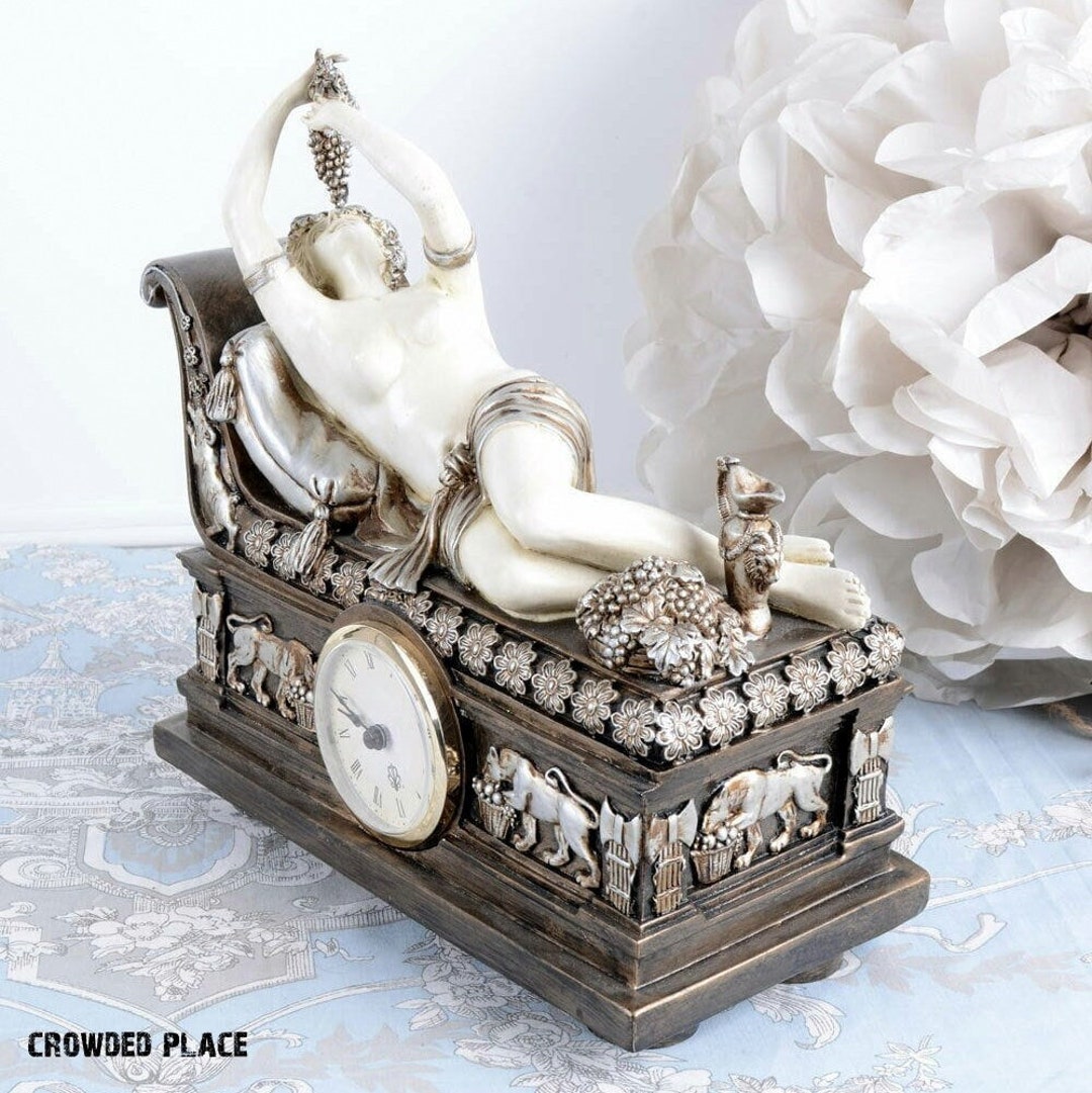 Alabaster Greek Goddess Mantel Clock: Art Deco Tabletop Decor - Etsy