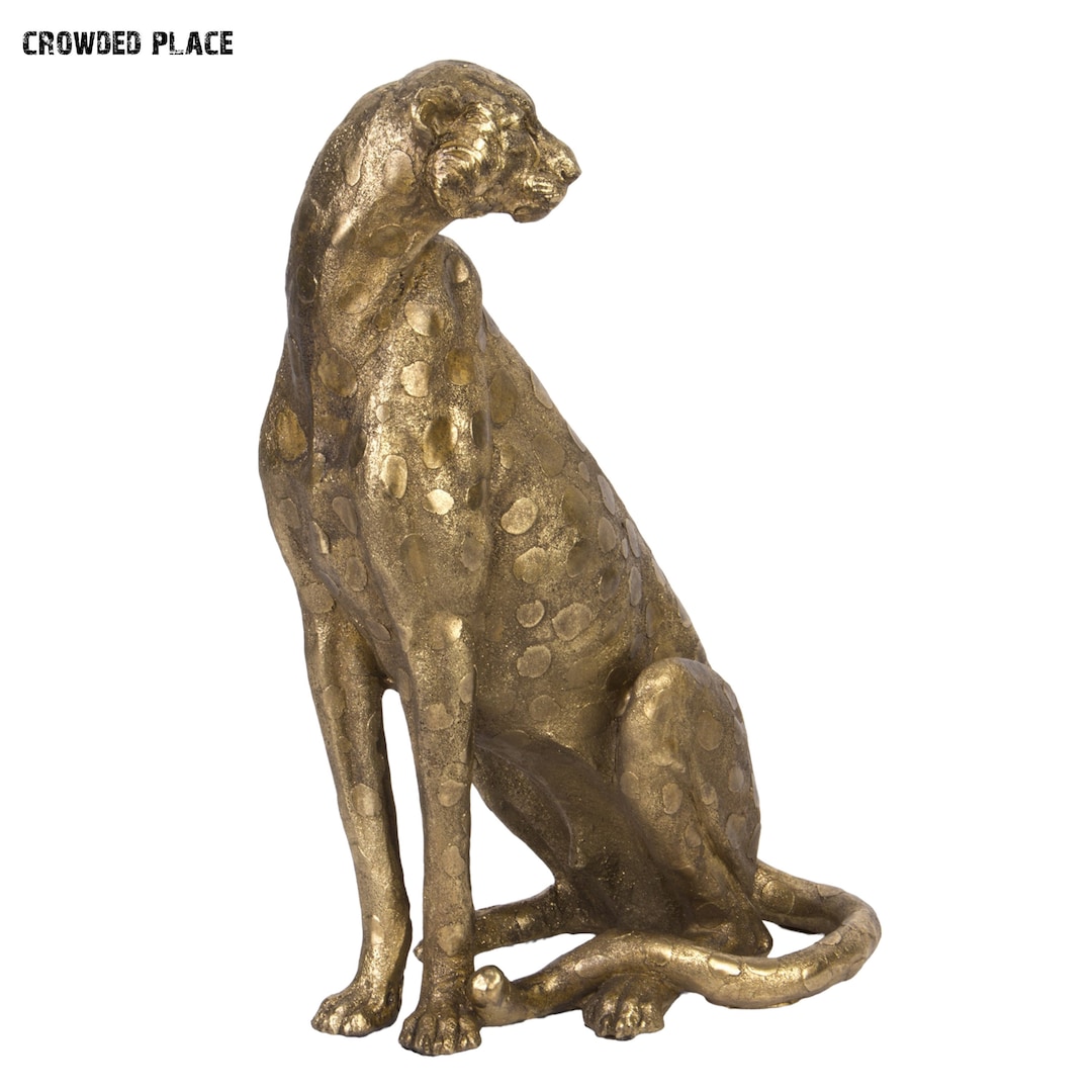 Big Cheetah Figurine, Animal Statue, Cheetah Sculpture, Animal Decor ...